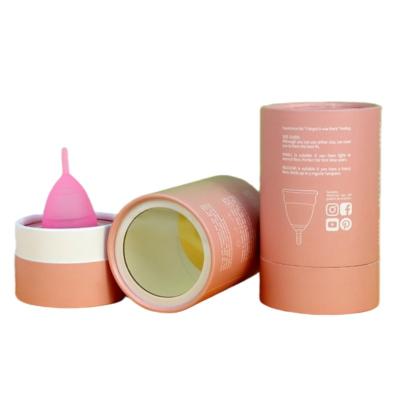 China Menstrual Cup Paper Tube Packaging with PVC Window Recyclable Kraft Cardboard 2mm for sale