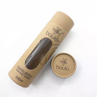 China Custom Printed Kraft Paper Tube with Window for Wine Bottle Cup Packaging Eco Friendly for sale