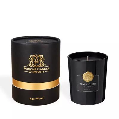 China Custom Black Round Candle Tube Packaging Bronzing Cardboard Box 500pcs MOQ for sale