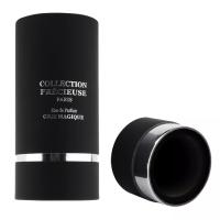 China Flat Top Black Round Perfume Tube Packaging with EVA Insert Silver Stamping Cosmetic Tube 50ml for sale