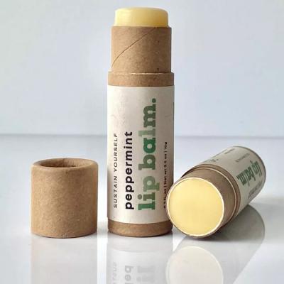 China 0.5oz Kraft Paper Lip Balm Tubes Cardboard Deodorant Push Up Tube Packaging Custom Size for sale