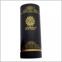 China CMYK Perfume Packaging Black Paper Round Box With EVA Insert for sale