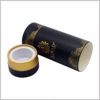 China CMYK Perfume Packaging Black Paper Round Box With EVA Insert for sale