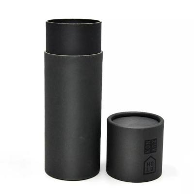 China Custom Recyclable Black Kraft Paper Cylinder Small Round Cardboard Packaging Mailing Container 500pcs for sale