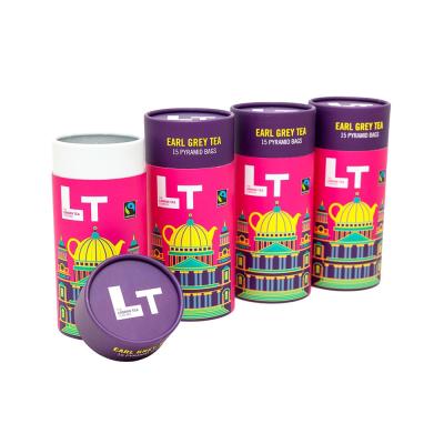 China Custom Recyclable Paper Tube Tea Packaging 63mm Diameter Offset Printing Eco-Friendly Kraft Box for sale