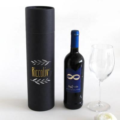 China Custom Cylinder Wine Gift Boxes Glossy Lamination with Aluminum Foil Lining 500 Pcs MOQ for sale