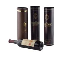 China Matt Black Cardboard Wine Tube Luxury Rigid Gift Box Custom Size 500 Pcs MOQ for sale