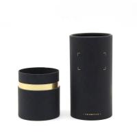 China Custom Black Cardboard Perfume Tube Packaging with Gold Foiling 2mm Thickness for sale
