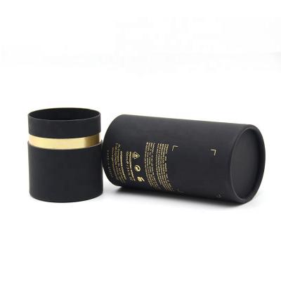 China Custom Black Cardboard Perfume Tube Packaging with Gold Foiling 2mm Thickness for sale