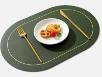 China Oval Western food mat with anti slip particle leather table mat, hotel home bowl mat for sale