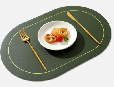 China 2024 New Droplet shaped Western Food Mat with Anti slip Particle Leather Table Mat Hotel Home Dinner Mat for sale