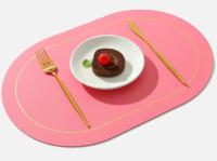 China Oval Western food mat with anti slip particle leather table mat, hotel home bowl mat for sale