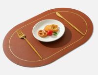 China Oval Western food mat with anti slip particle leather table mat, hotel home bowl mat for sale