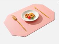 China NORDIC INSTAGRAM WESTERN DINING MAT OIL PROOF TABLE MAT PVC DINING PLATE MAT SOLID COLOR DOUBLE LAYER SQUARE LEATHER MAT for sale