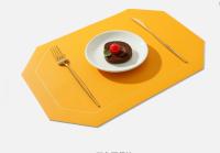 China NORDIC INSTAGRAM WESTERN DINING MAT OIL PROOF TABLE MAT PVC DINING PLATE MAT SOLID COLOR DOUBLE LAYER SQUARE LEATHER MAT for sale