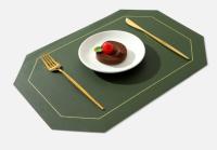 China NORDIC INSTAGRAM WESTERN DINING MAT OIL PROOF TABLE MAT PVC DINING PLATE MAT SOLID COLOR DOUBLE LAYER SQUARE LEATHER MAT for sale
