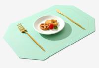 China NORDIC INSTAGRAM WESTERN DINING MAT OIL PROOF TABLE MAT PVC DINING PLATE MAT SOLID COLOR DOUBLE LAYER SQUARE LEATHER MAT for sale