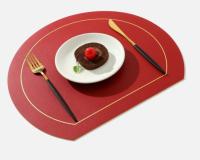 China irregular Instagram Western food mat, solid color thermal insulation mat, double-layer leather dining table mat for sale