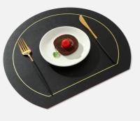 China irregular Instagram Western food mat, solid color thermal insulation mat, double-layer leather dining table mat for sale