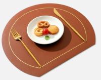 China irregular Instagram Western food mat, solid color thermal insulation mat, double-layer leather dining table mat for sale