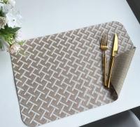 China Simple cotton and linen chenille dining mat, household anti slip point plastic dining table mat, high-end and delicate for sale