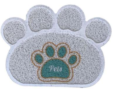 China Paw Print Cat Litter Mat PVC Cat and Dog Foot Mat Pet Mat White Silk Floor Mat Anti Dirt Coil Mat for sale