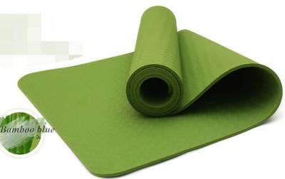 China Bamboo Blue Color TPE YOGA MAT HIGH QUALITY YOGA MAT FOR training for sale