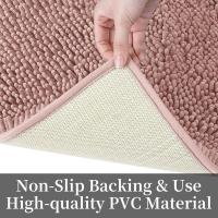 China Soft Fluffy Chenille Bathroom Rugs Non Slip Absorbent Bath Mats for Bathroom Washable and Quick Dry Pink 17