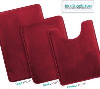 China Plush 3- Bathroom Rug Set Machine Washable Solid Rectangle Mats with PVC Non Slip Backing for sale