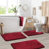 China Plush 3- Bathroom Rug Set Machine Washable Solid Rectangle Mats with PVC Non Slip Backing for sale