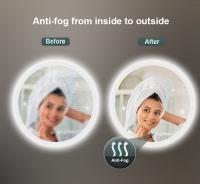 China Three color LED intelligent bathroom mirror with defogging and dimmable aluminum frame glass mirror for sale