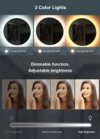 China Three color LED intelligent bathroom mirror with defogging and dimmable aluminum frame glass mirror for sale