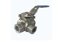 China CF8M Stainless Steel Ball Valve Reduced Bore 3 Way 1000 PSI With Thread Connection for sale