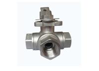 China CF8M Stainless Steel Ball Valve Reduced Bore 3 Way 1000 PSI With Thread Connection for sale