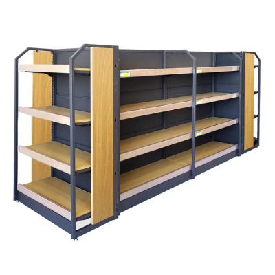 China Powder Coating Slatwall Gondola Shelf Rack Super Market Racks Systems for sale