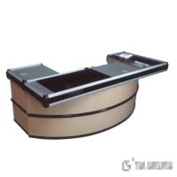 China Aluminum Alloy Electric Supermarket Checkout Counter With Convey Belt for sale