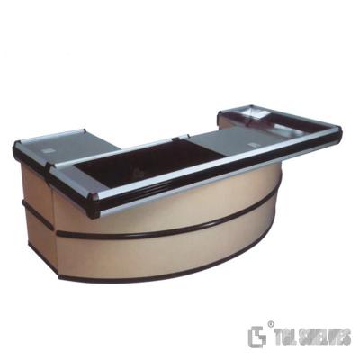 China Aluminum Alloy Electric Supermarket Checkout Counter With Convey Belt for sale