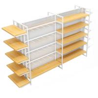 China 30kg Capacity Miniso Display Rack For Merchandise Display 5Layers Steel Wood Structure for sale
