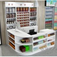 China Metallic Wood Supermarket Checkout Counter OEM With Entry Door for sale