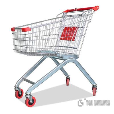 China European 80L Grocery Store Supermarket Shopping Cart Red Green Orange for sale