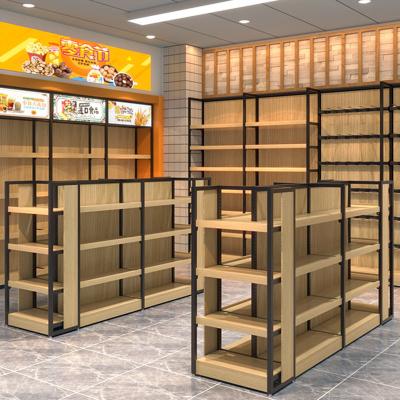 China Wooden Supermarket Display Racks TGL OEM Powder Coating Surface for sale