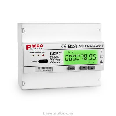 China Three Phase Energy Meter EM737 CT 3x230/400V Modbus RS485 6A for sale