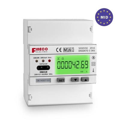 China MID Approved Power Analyzer EM418 Energy Monitor RS485 10 100 A 72x100mm for sale