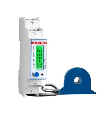 China EM115-MOD Class 1 Single Phase Energy Meter 60A CT 230V DIN Rail kWh Monitor for sale