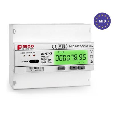 China EM737 CT 3x230/400V 1.5 6A Electricity Submeter Energy Meter 0-999999 for sale