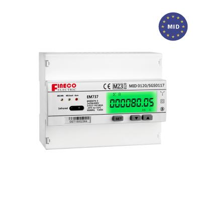 China EM737 3x230/400V 10(100)A MID Bi-Directional Modbus Energy Smart Meter for sale