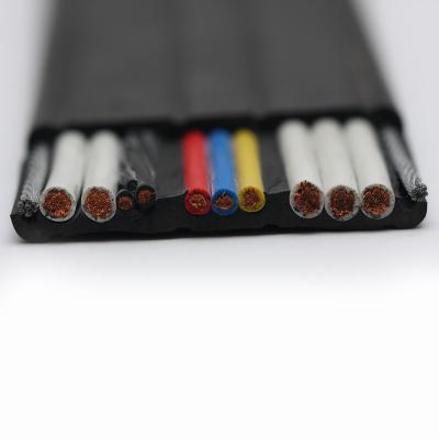 China Flat Overhead Crane Cable YFFB 4 Core 4mm2 300/500V Rubber Sheathed Traveling Cable for sale