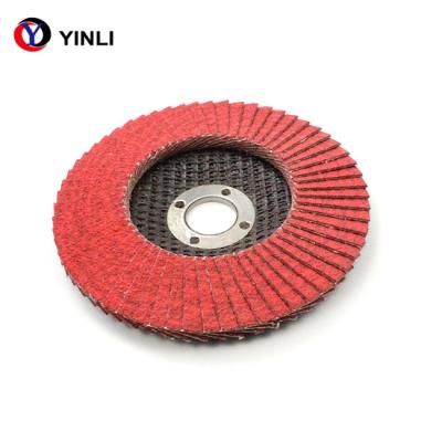China 120 Grit Red Ceramic Flap Wheel VSM Flap Disc 100mm 115mm 125mm for Angle Grinder for sale