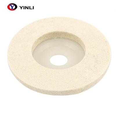China 100mm x 16mm Wool Felt Polishing Pad Plastic Backing for Grinder 4 Inch for sale