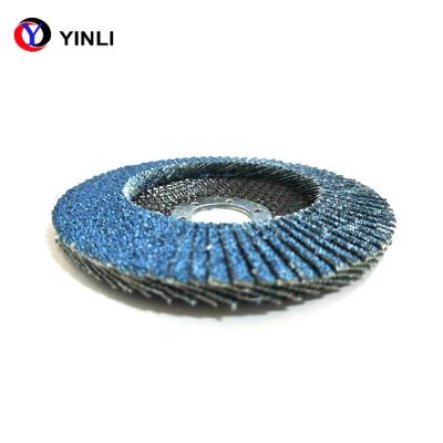 China 4.5 Inch Zirconia Flap Disc T27 T29 Blue Cool Grinding for Metal 115x22mm for sale